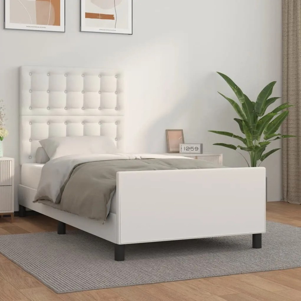 Rám postele s čelem bílý 90x190 cm umělá kůže 3125544