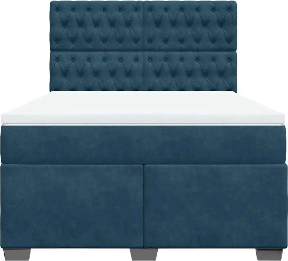 Box spring postel s matrací modrá 140 x 200 cm samet 3290940