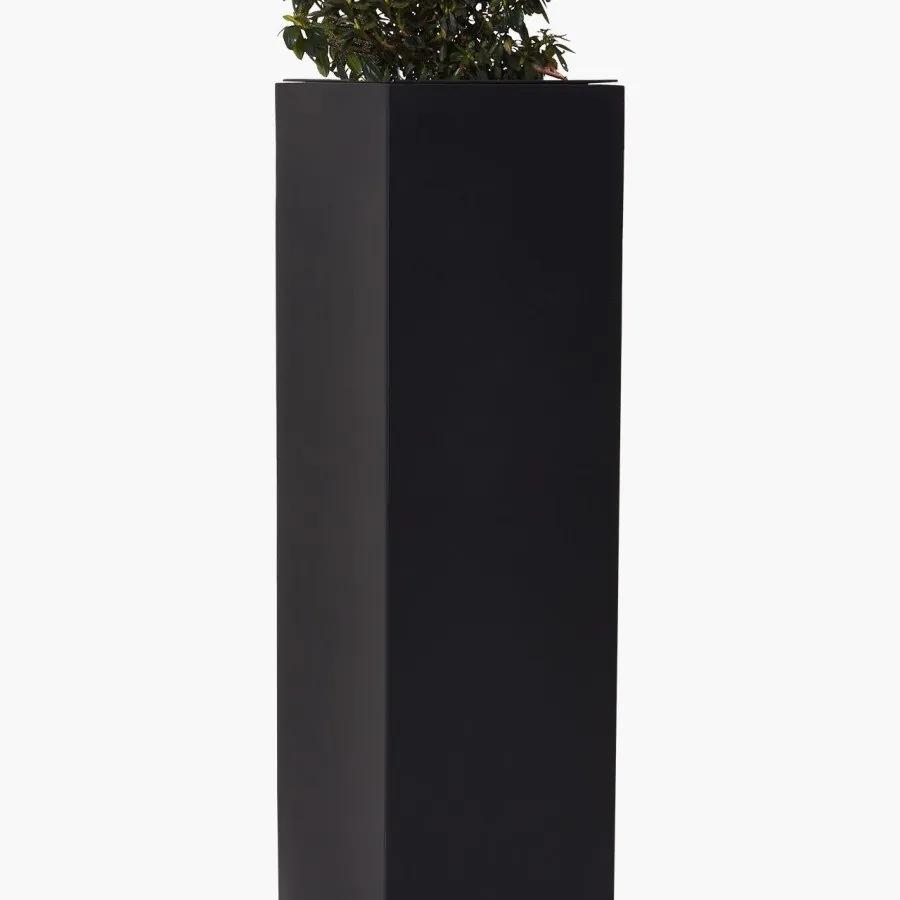 Samozavlažovací květináč BLOCK 100, sklolaminát, výška 100 cm, antracit
