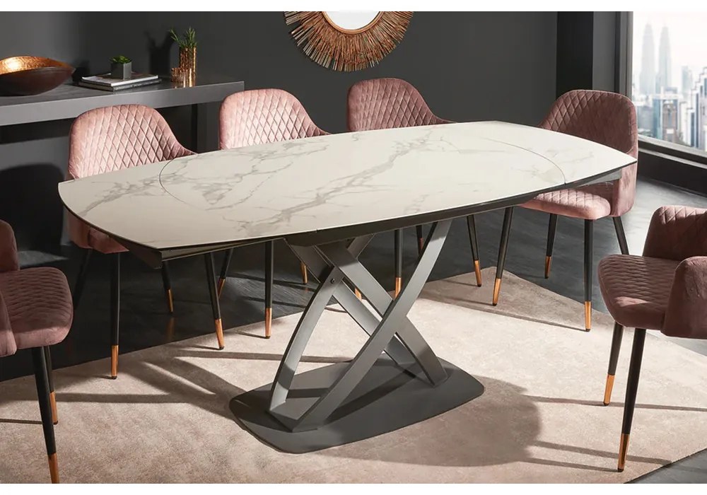 Massive home | Jídelní stůl INCEPTION WHITE 130-190 CM keramika rozkládací