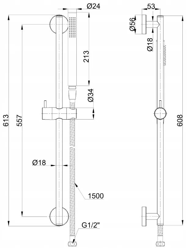 Invena Alonia, sprchový sloup s ruční sprchovou soupravou, 1-funkce, chromová, INV-AU-70-Z01-V