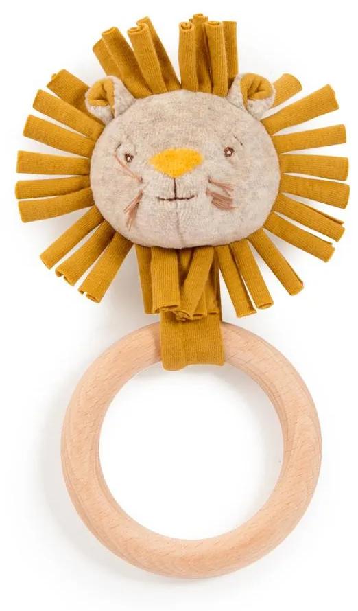MOULIN ROTY Moulin Roty Chrastící lvíček s dřevěným kroužkem