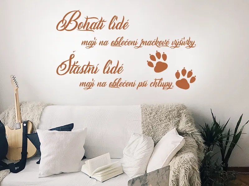 Nalepte.cz Citát psí štěstí 60 x 35 cm