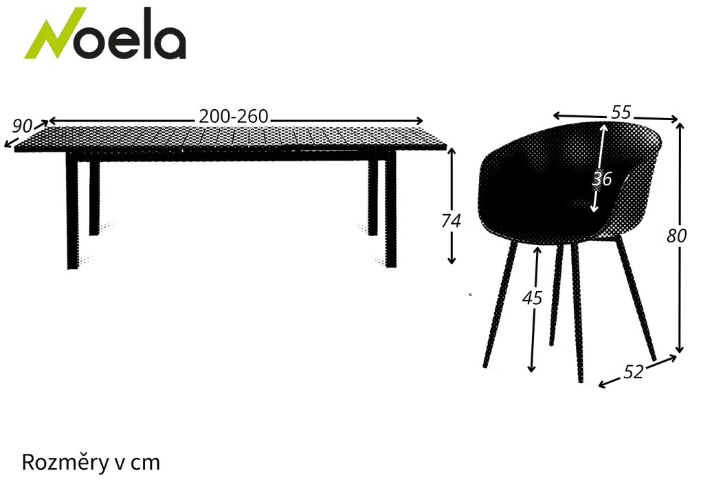 Noela Zahradní jídelní set Grande Lungo + 10x židle Rikke