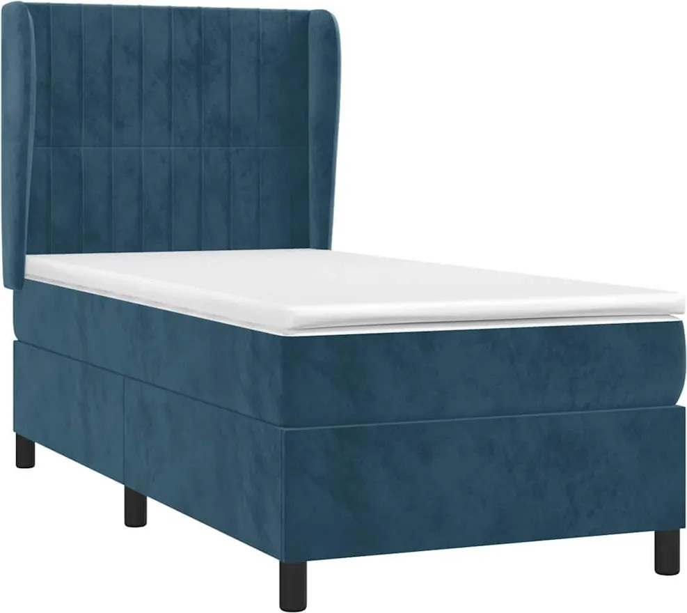 Box spring postel s matrací tmavě modrá 80 x 200 cm samet 3129301