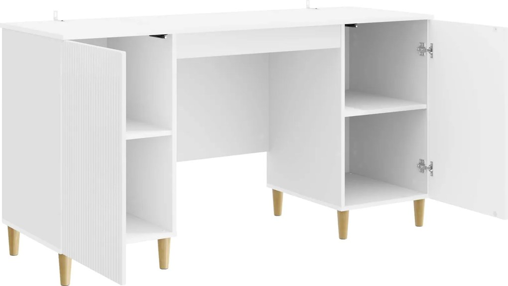 Stůl Bílá s vysokým leskem 142,5 x 50 x 75 cm Kompozitní dřevo 3414598