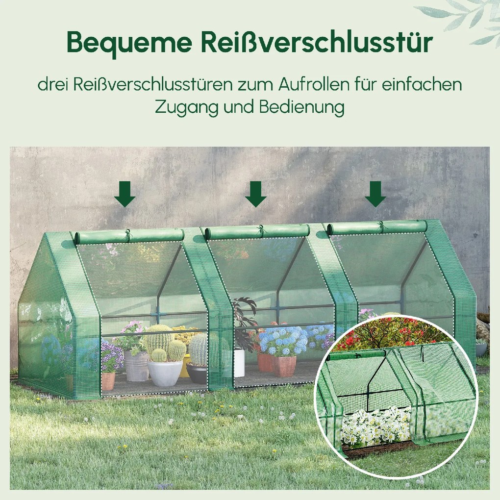 Outsunny skleník rajčatový dům studený rám 270x90x90cm zelený pro zahradu balkon a rostliny