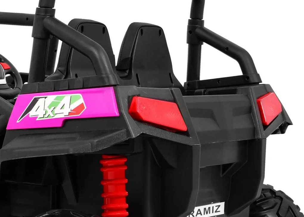 Ramiz Terénní bugina pro děti růžová + pohon 4x4 + dálkové ovládání + nosič zavazadel + rádio MP3 + LED