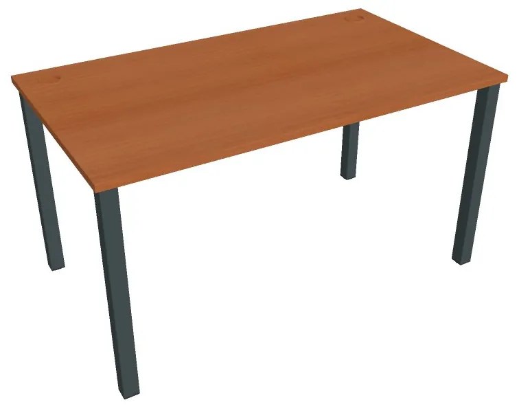 Stůl pracovní rovný 140 cm - Hobis Uni US 1400 Dekor stolové desky: třešeň, Barva nohou: černá