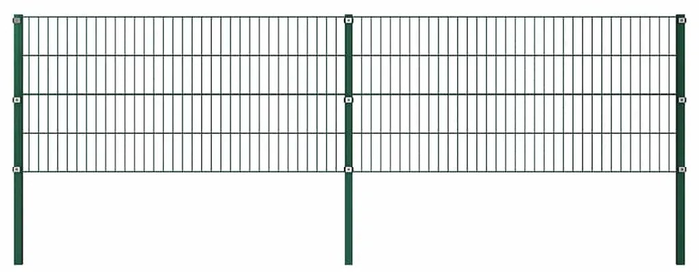 Plotový panel se sloupky železný 349 x 80 cm zelený 278605