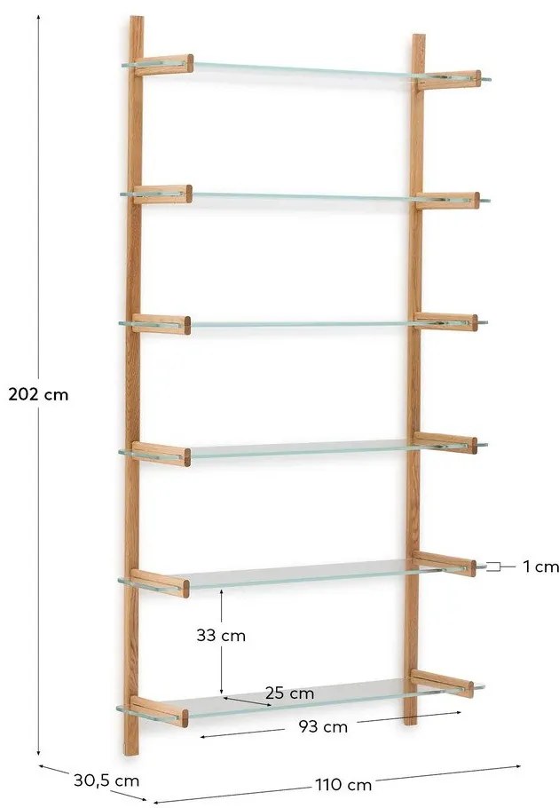 Skleněný modulární policový systém v přírodní barvě 110x202x30,5 cm Sitra – Kave Home