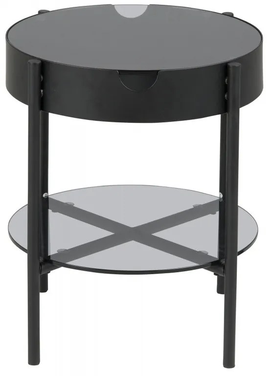Odkládací stolek s tácem Asava 45 cm černý