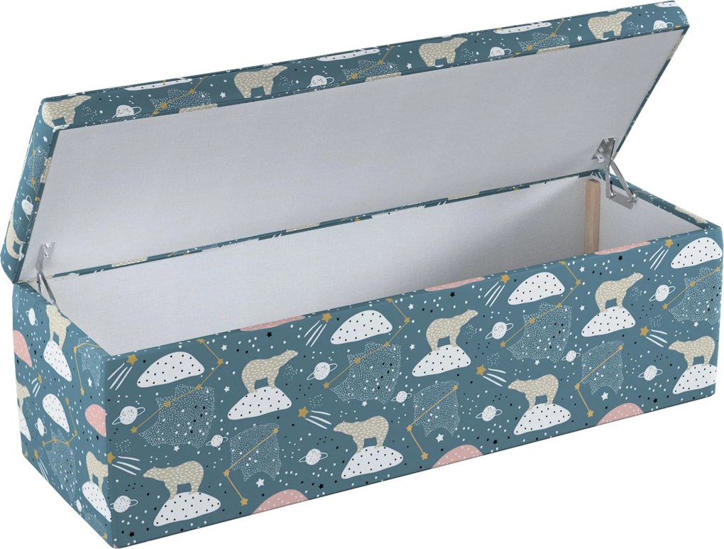 Čalouněná skříň barva modrá látka vzorované
