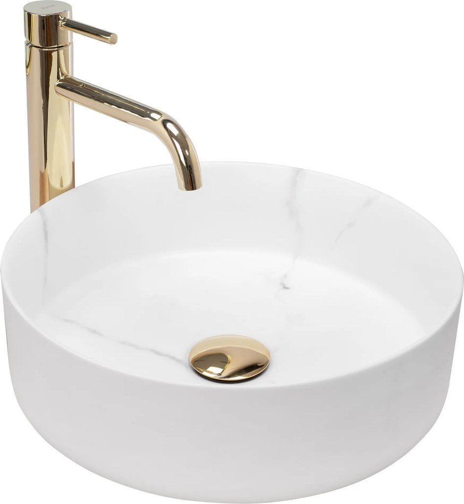 Rea Sami Marble umyvadlo, 36 x 36 cm, bílá, REA-U8703