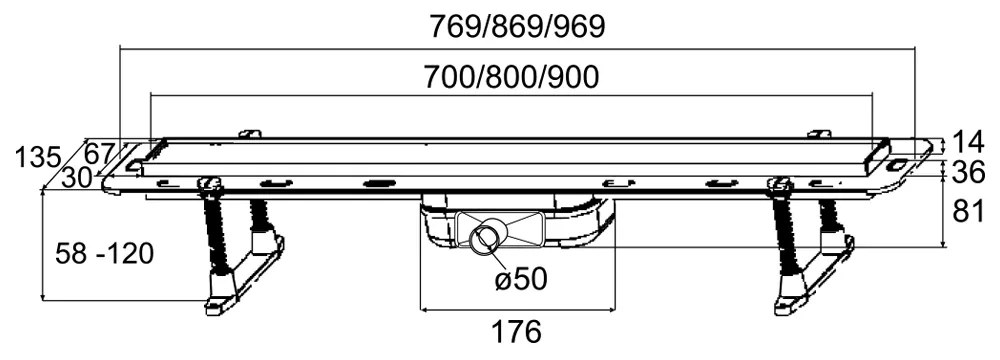 Mereo Mereo, Odtokový sprchový žlab, vč. nerez. roštu, CZ12PS