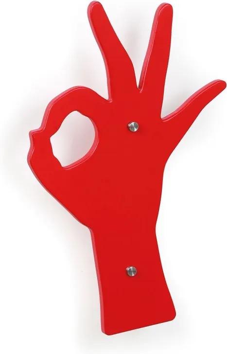 B2B Partner Dřevěný designový věšák, červená ruka