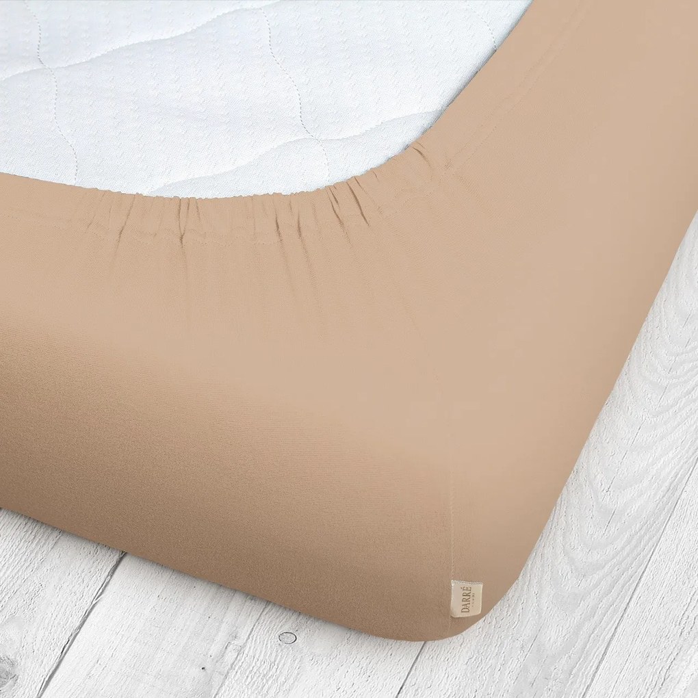 Jersey prostěradlo světle hnědé na výšku matrace do 30 cm Velikost: 180 x 220
