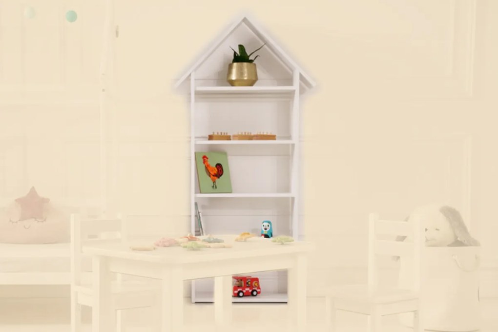 Vingo Dětská domečková knihovna - bílá, 160 cm