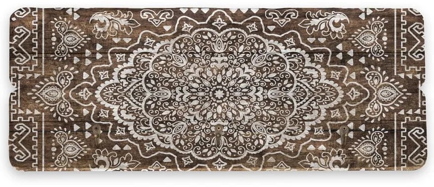 Nástěnný věšák z borovicového dřeva Tierra Bella Mandala, 50 x 20 cm
