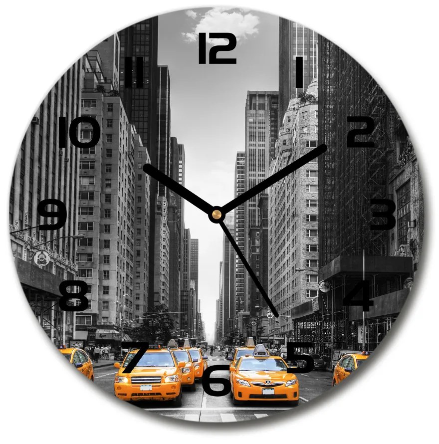 Wallmuralia Skleněné hodiny kulaté Taxi New York fi 30 cm