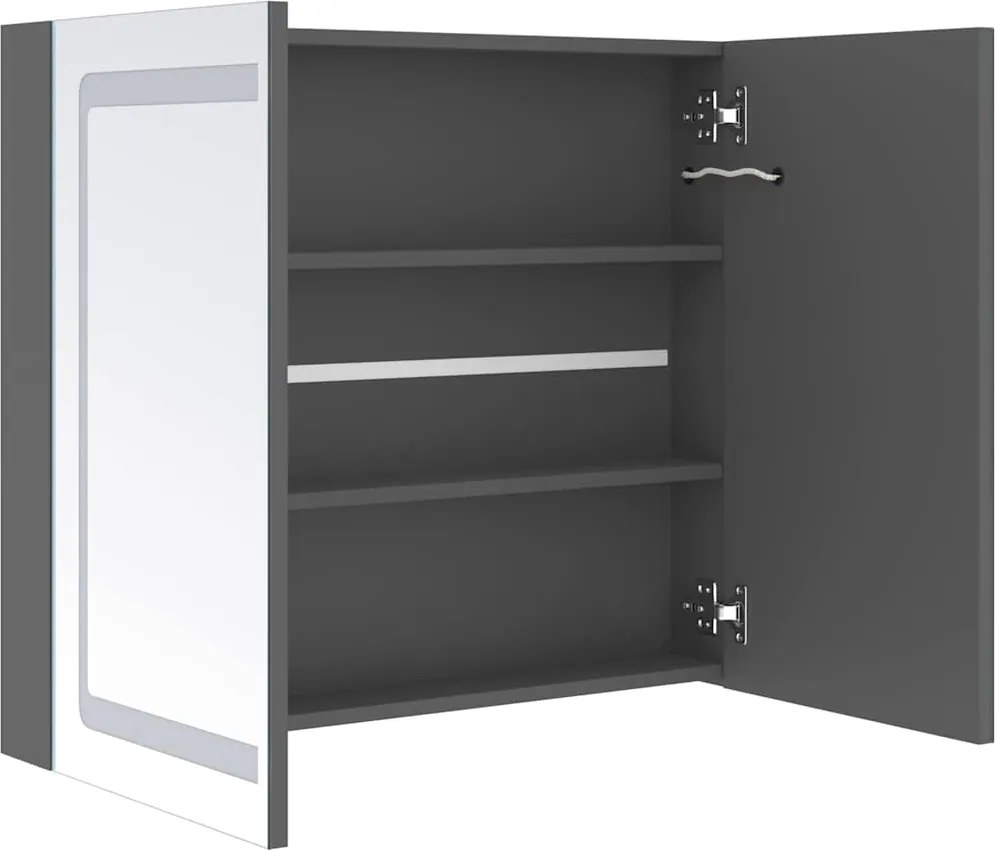 LED koupelnová skříňka se zrcadlem šedá 80 x 12 x 68 cm 326513