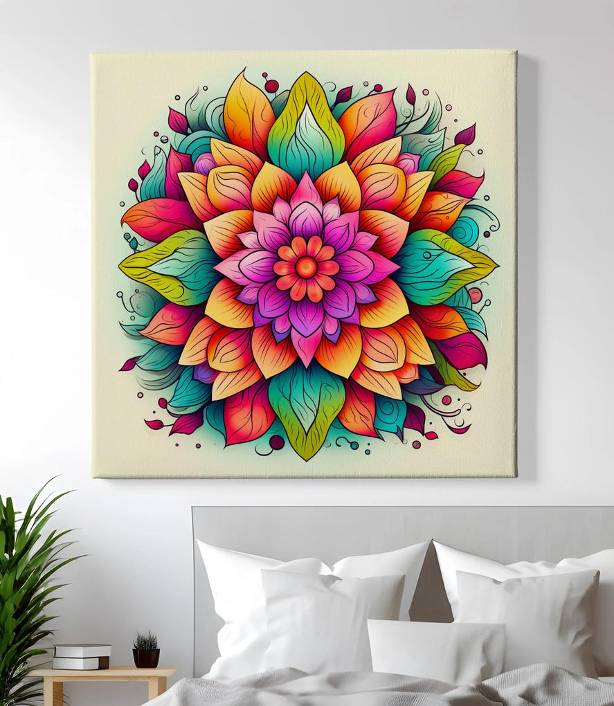 Obraz na plátně - Mandala květinka FeelHappy.cz Velikost obrazu: 80 x 80 cm