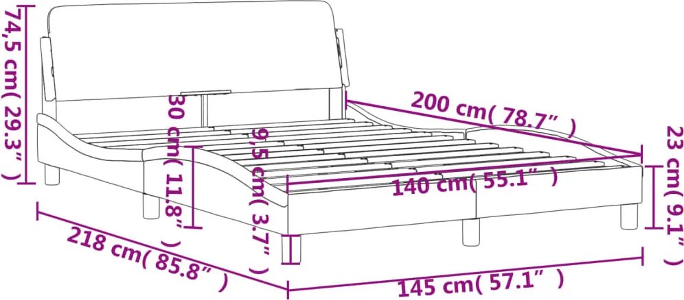 vidaXL Rám postele s čelem 140 x 200 cm samet [373194] Barva: Černá