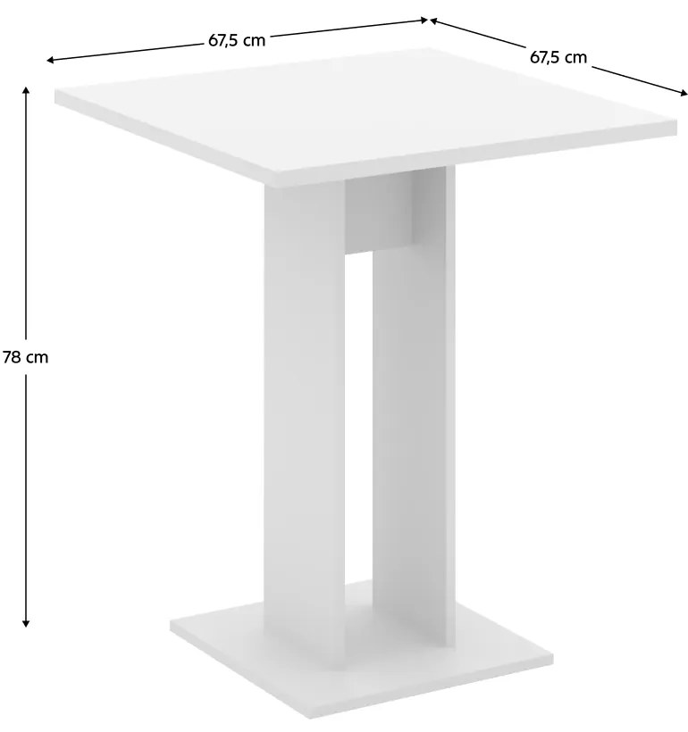 Kondela Jídelní stůl, bílá, 67,5x67,5 cm, EVERET