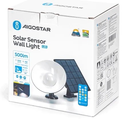 Aigostar - LED Solární svítidlo se senzorem LED/3,2V 3000K/4000K/6500K IP65 + DO