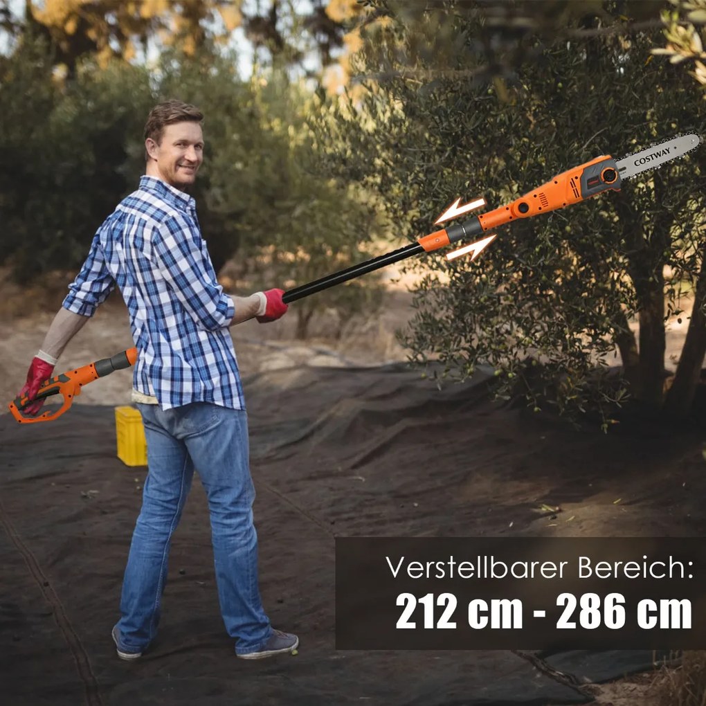 Costway Elektrická tyčová pila 212-286 cm víceúhlá řetězová pila