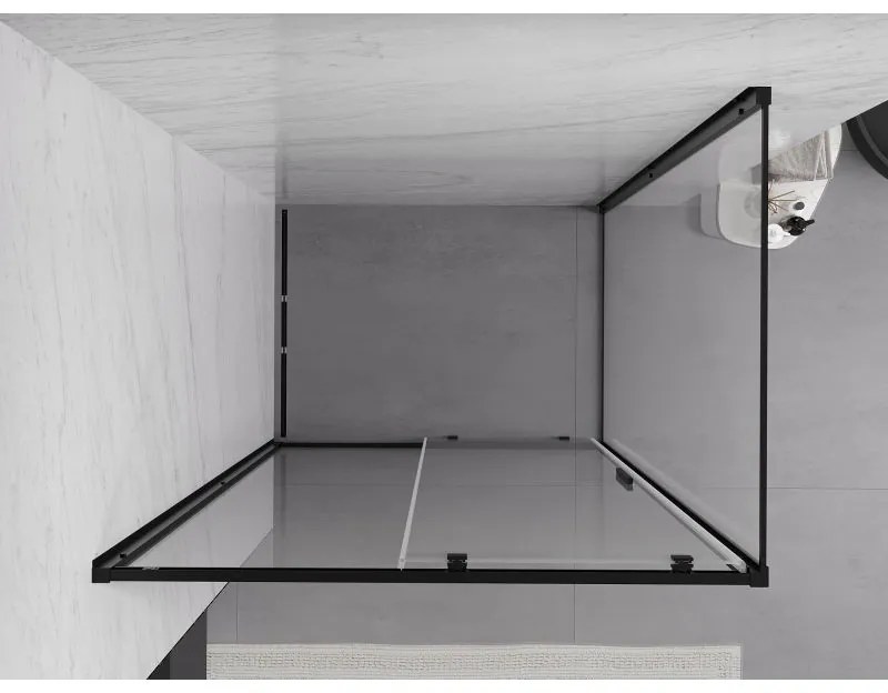 Mexen Exo, sprchový kout s posuvnými dveřmi 150 x 80 cm, 6mm čiré sklo, černý profil, 8151-150-080-70-00