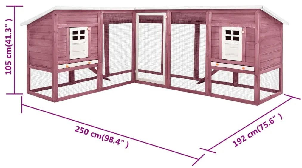 vidaXL Marketos Venkovní králíkárna s výběhem kávovo-bílá masivní jedlové dřevo