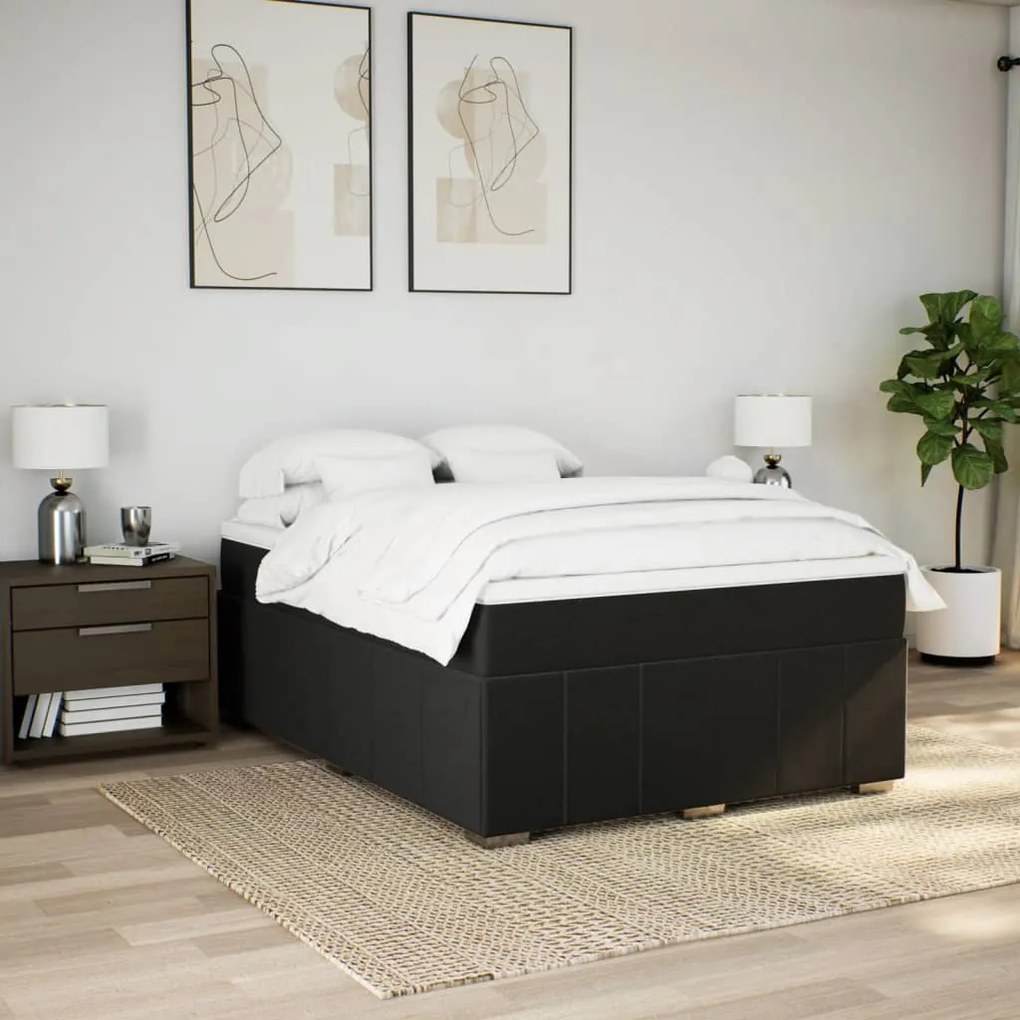 Box spring postel s matrací černá 140 x 190 cm textil 3285472