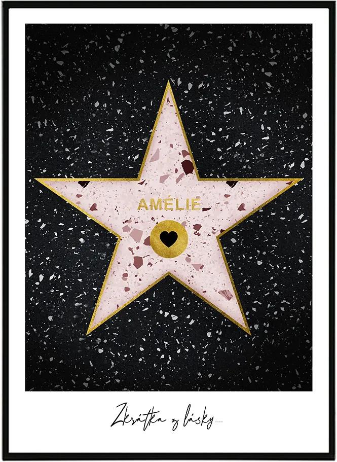 Hollywood star pink na přání - 30x40 cm Obraz