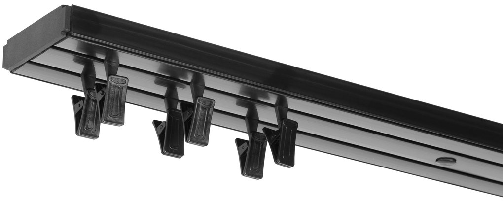 Dekodum Stropní kolejnice z PVC dvouřadá černá Délka: 120 cm, Typ přichycení: háčky