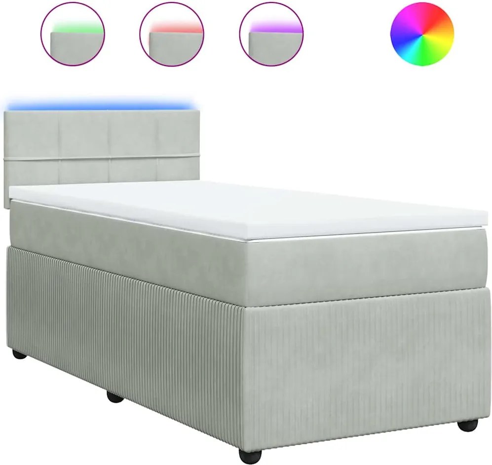 Box spring postel s matrací světle šedá 80 x 200 cm samet 3289890