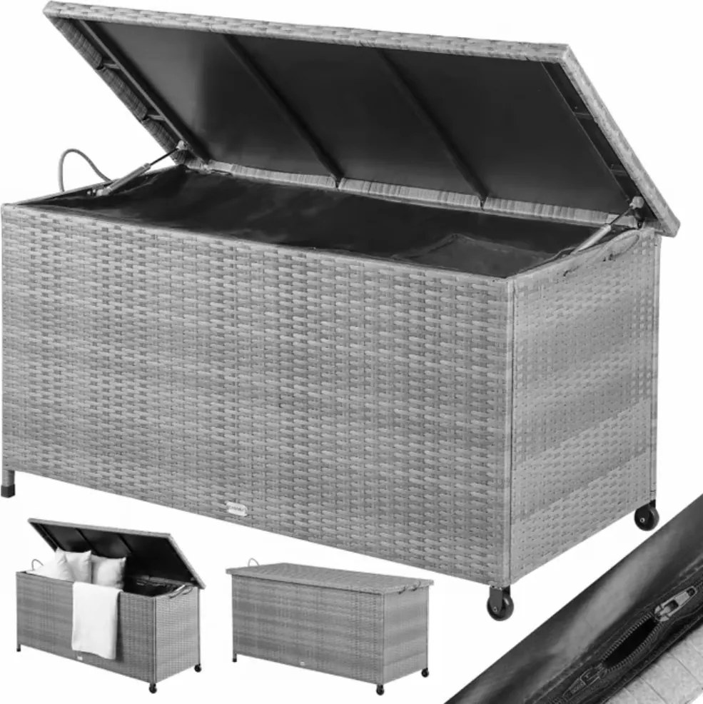 Polyratanový úložný box RICCO, 270L, 117x53x60cm, šedá Casaria