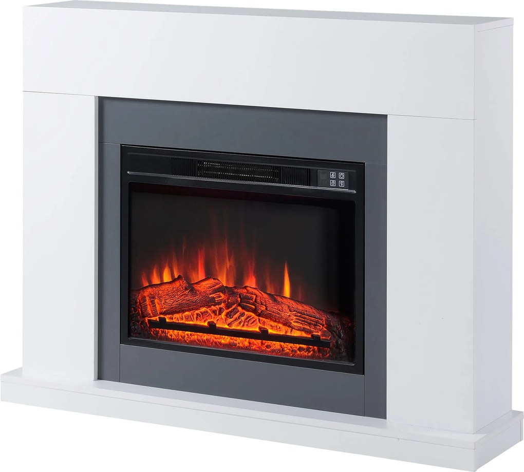 HOMCOM Elektrický krb s vytápěním, elektrický krb s LED plamenovým efektem a 3 úrovněmi jasu 2000W dekorační krb s nastavitelným termostatem, elektri…