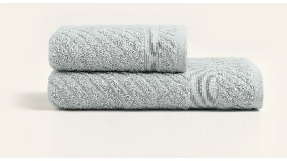 Světle modré bavlněné ručníky a osušky v sadě 2 ks - Foutastic