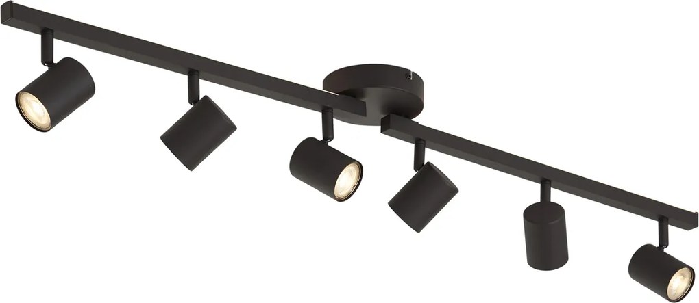 Moderní černé stropní bodové svítidlo se 6 světly GU10 50mm s podsvícením a 3-polohovým vypínačem - Back Up