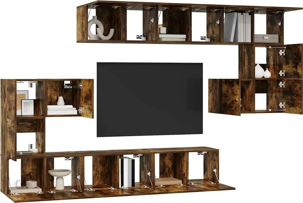 10dílný set TV skříněk kouřový dub kompozitní dřevo 3120305