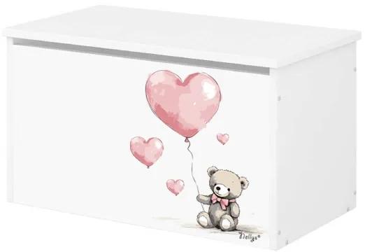 Box na hračky Nellys - Teddy love - růžový