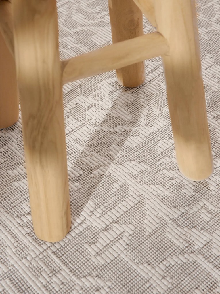 NORTHRUGS, Kusový koberec Duet Kona 106249 White/Gray kruh - na ven i na doma, 160x160 (průměr) kruh, šedá, chodba / předsíň