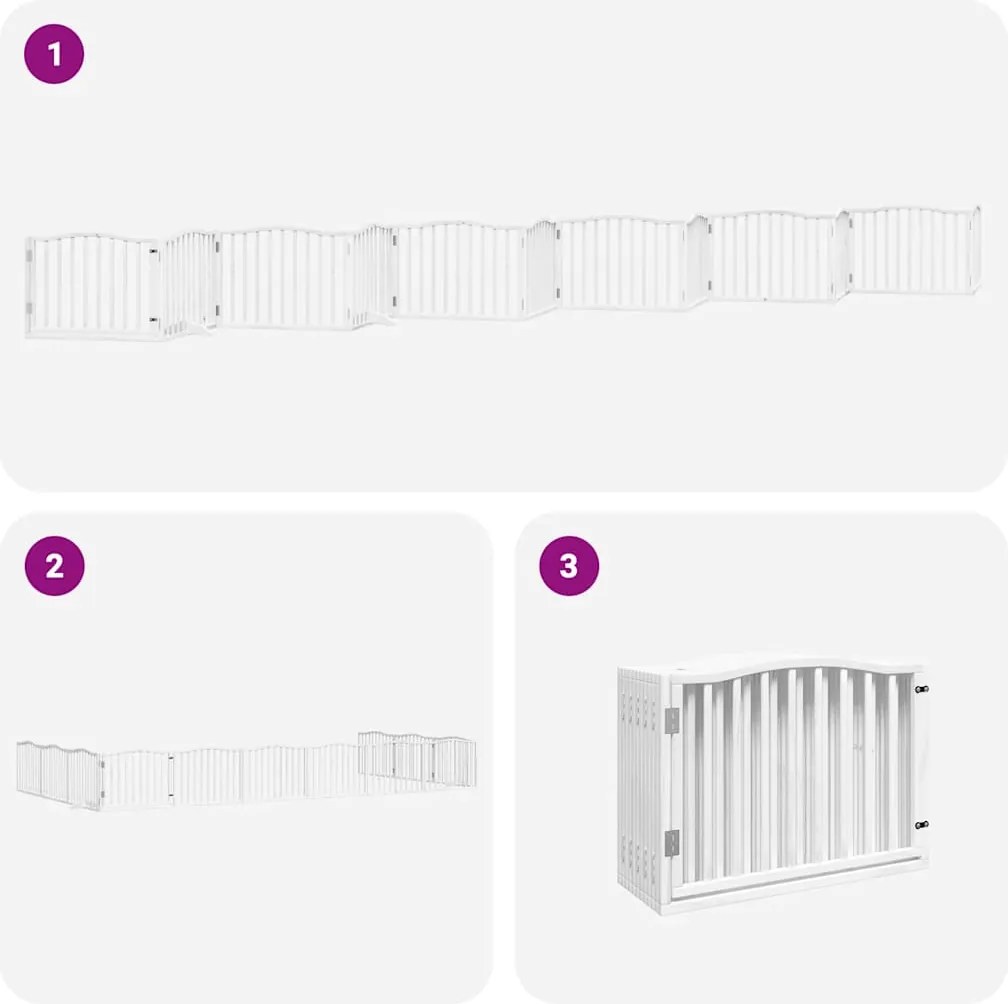 Zábrana pro psy s dvířky skládací 12 panelů bílá 960 cm topol 3155620