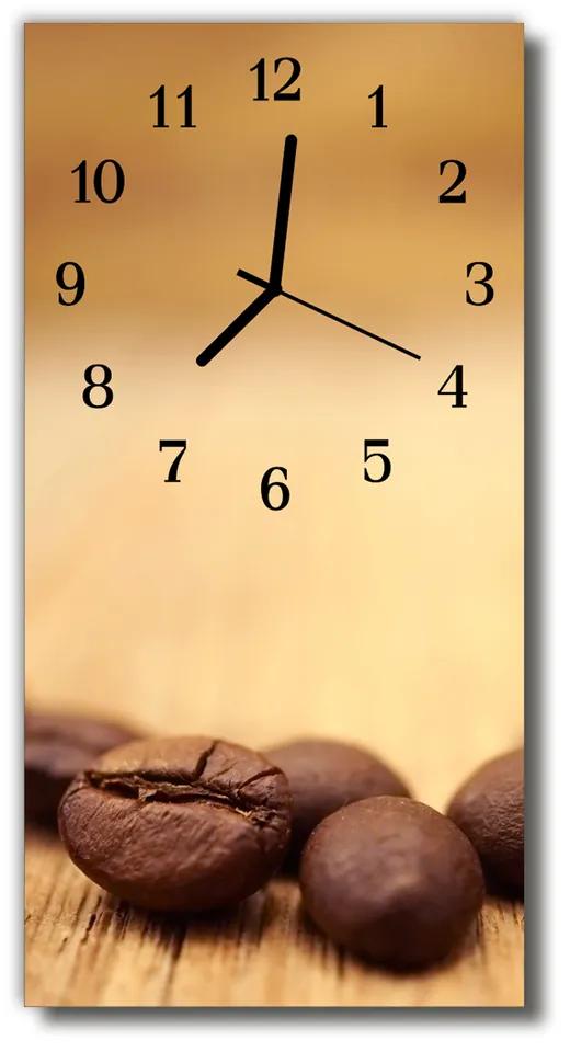 Skleněné hodiny vertikální Hnědý kávovar