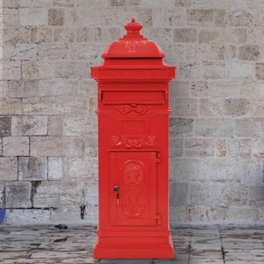 43891 vidaXL Sloupová poštovní schránka ve vintage stylu rezuvzdorná červená