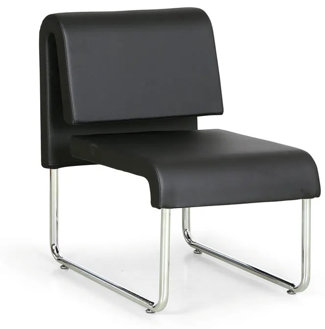 Kožené křeslo do čekáren, Sofa PUBLIC, černá