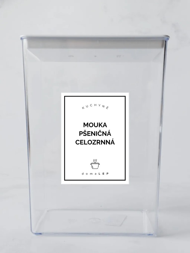 MOUKA PŠENIČNÁ CELOZRNNÁ - omyvatelná samolepka na dózu, výběr rozměrů Ø 5 cm / 5 x 5 cm / 6 x 8 cm | DomaLEP