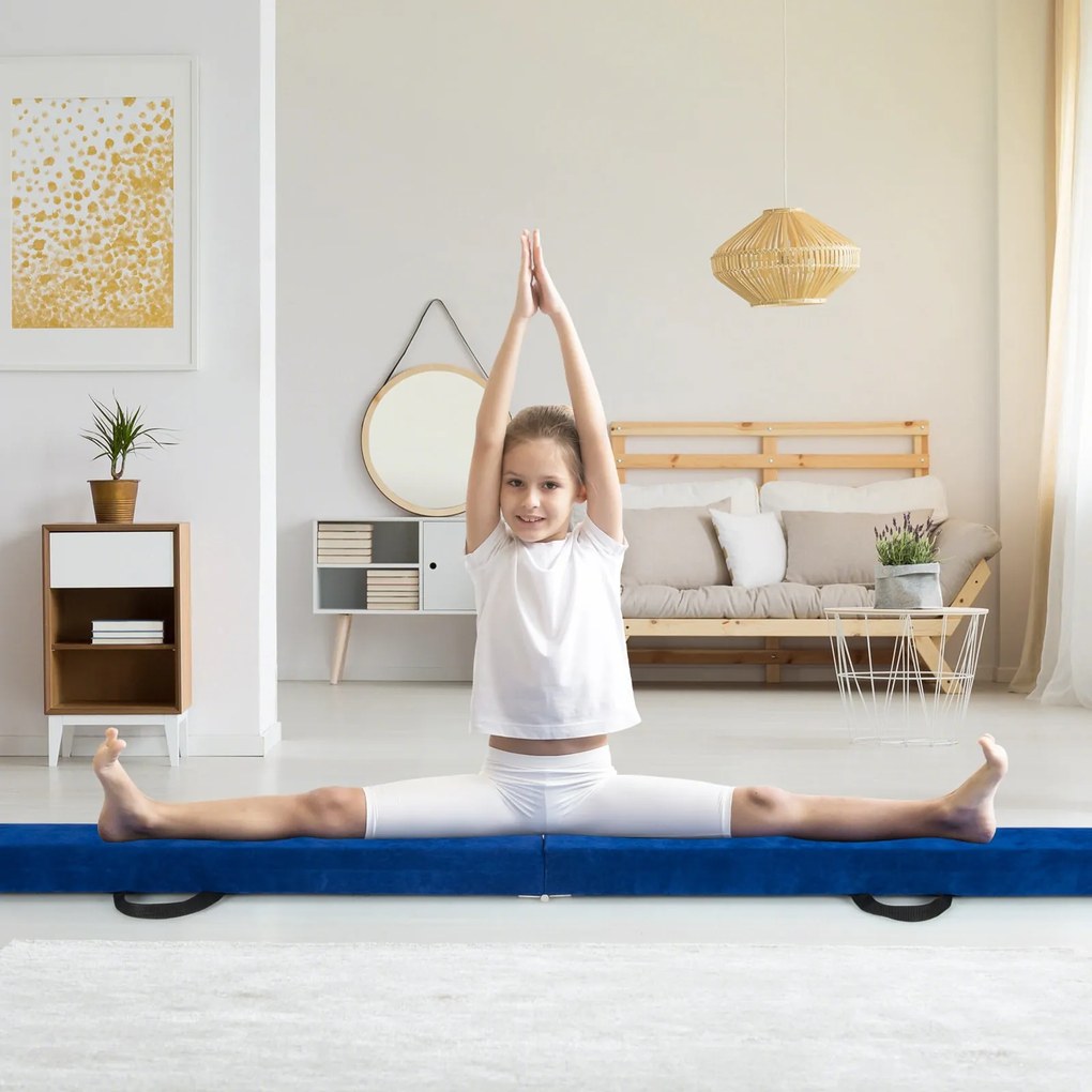Costway 270 cm kladina dětská kladina skládací gymnastická kladina s – modrý
