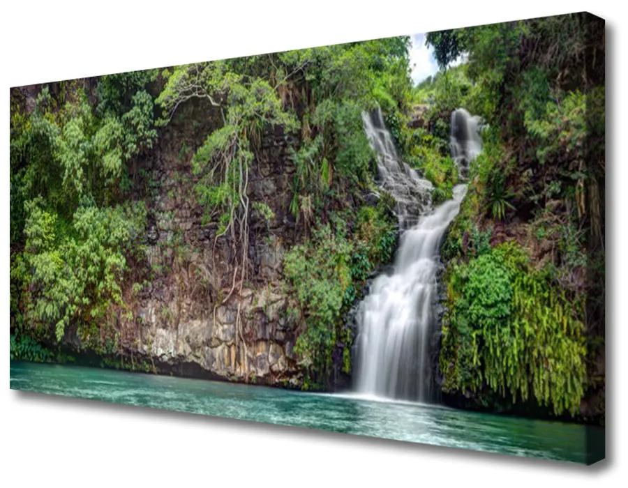 Obraz na plátně Vodopád Skála Příroda 100x50 cm